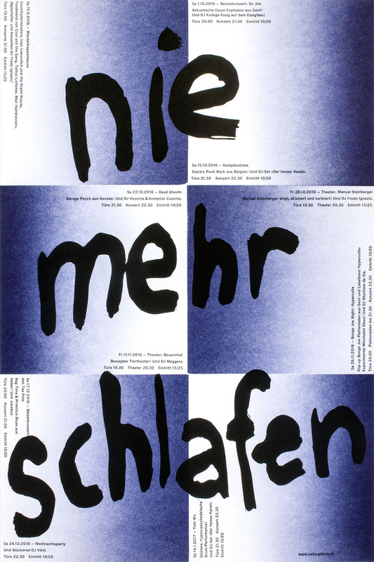 “nie mehr schlafen”, 2016, by Dafi Kühne - typo/graphic posters