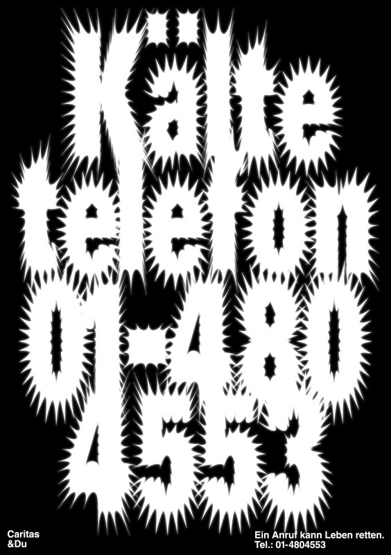 “Kältetelefon”, 2023, by Daniel Gascón Kovács for 100 beste Plakate - typo/graphic posters