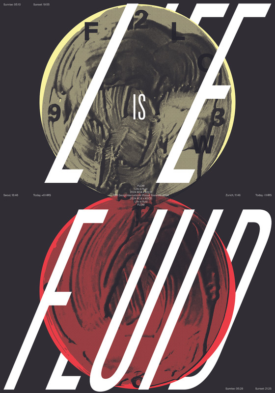 “Life is fluid”, 2024, by Anastasia Temirkhan - typo/graphic posters