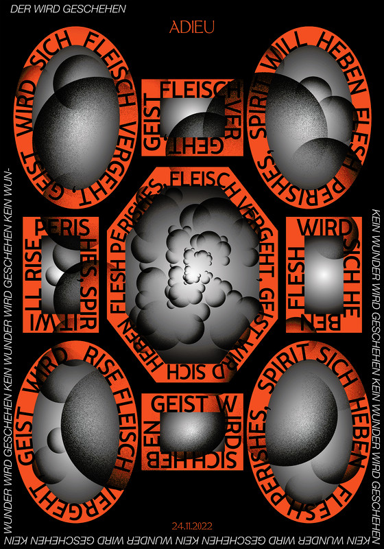“Adieu”, 2022, by Baklažanas - typo/graphic posters