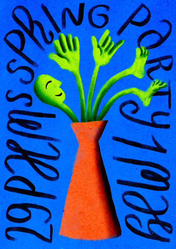 “Spring Party”, 2023, by Carilla Karahan - typo/graphic posters