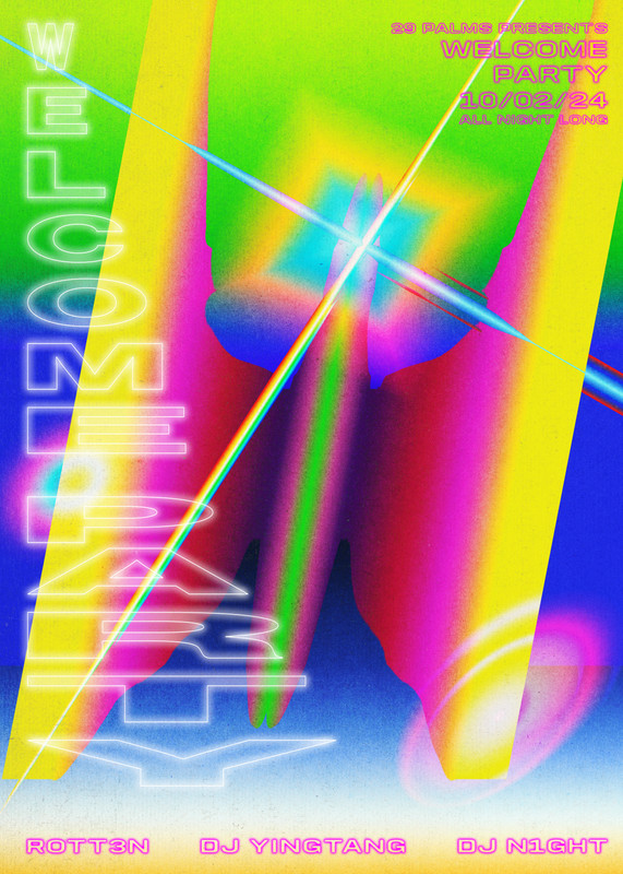 “Welcome Party”, 2024, by Carilla Karahan - typo/graphic posters