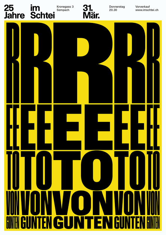 “Reeto von Gunten”, 2022, by Erich Brechbühl for im schtei - typo ...