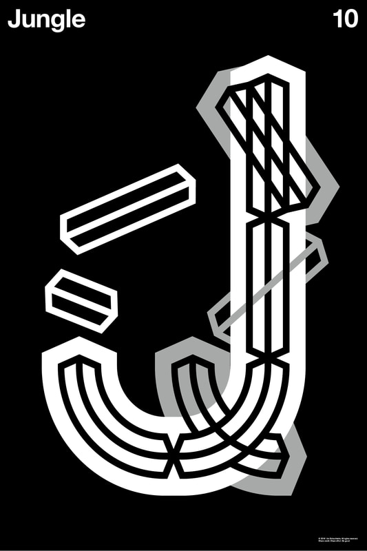 “j alphabet schachterle”, by jim schachterle - typo/graphic posters