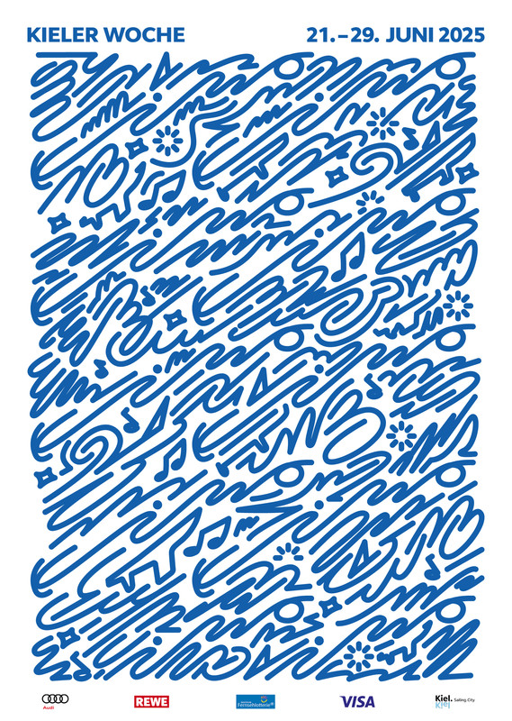 “Kieler Woche 2025”, 2025, by Cihan Tamti for Kieler Woche - typo/graphic posters