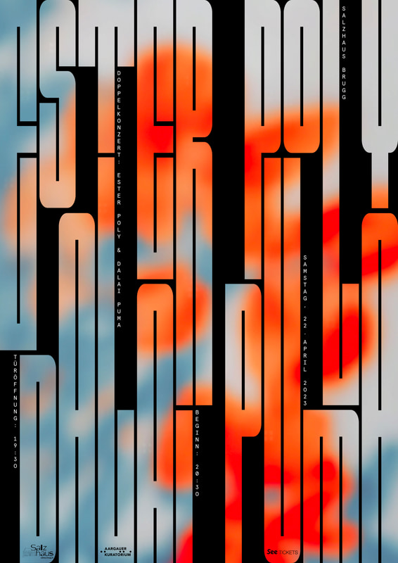 “Ester Poly & Dalai Puma”, 2023, by Lea Huser - typo/graphic posters