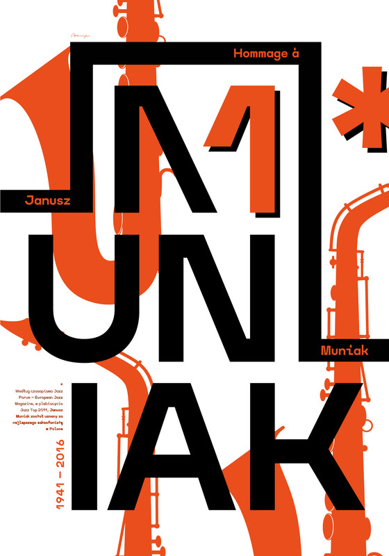 “Hommage à Janusz Muniak”, 2024, by Marcin Urbańczyk - typo/graphic posters