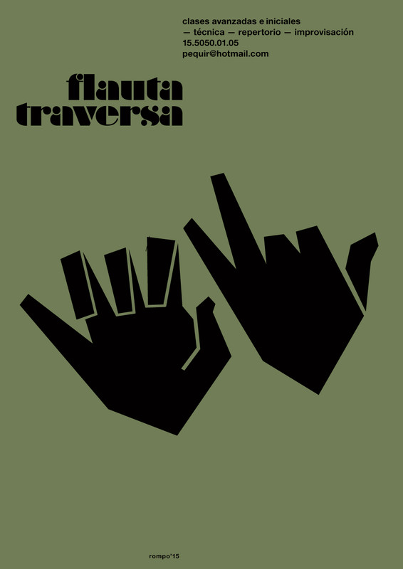 “Transverse flute classes”, 2014, by Max Rompo - typo/graphic posters