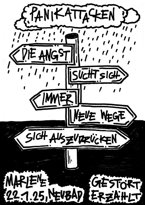 “Gestört erzählt: Panikattacken”, 2025, by Raphael Wicki for Neubad - typo/graphic posters