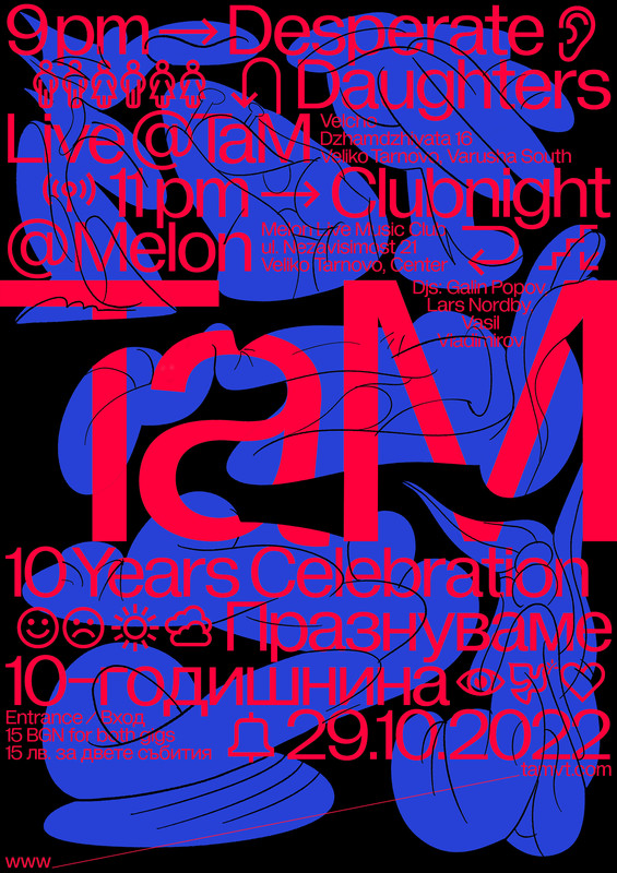 “TaM 10th Bday Party”, 2022, by Paul Voggenreiter - typo/graphic posters