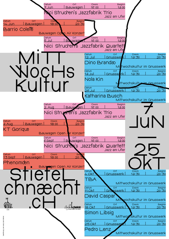 “Mittwochskultur”, 2023, by sam steiner, lea huser - typo/graphic posters