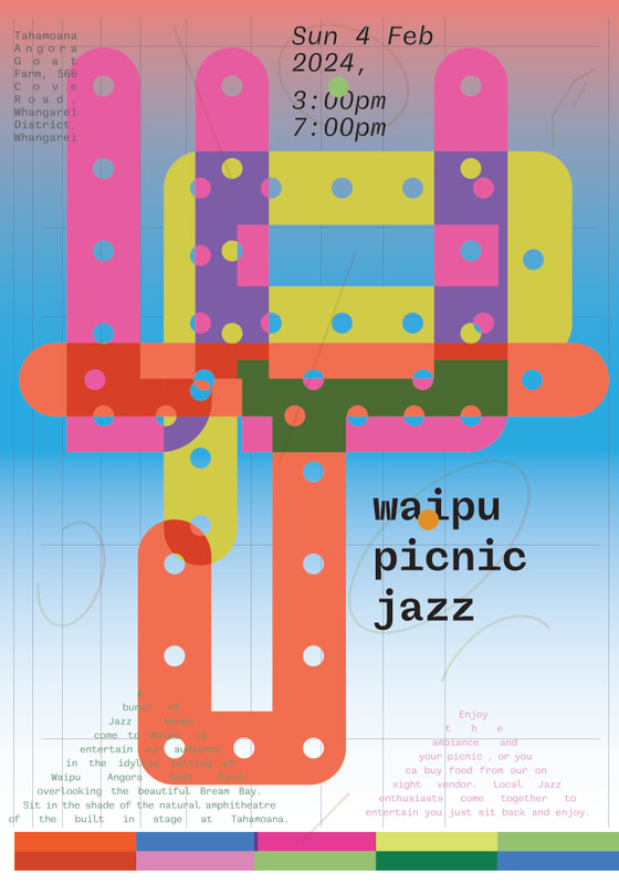“Waipu Picnic Jazz”, 2025, by Stefan Ilic - typo/graphic posters